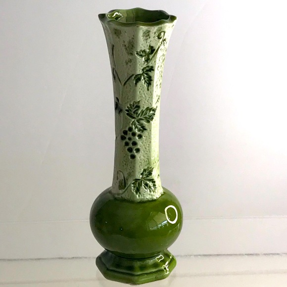 Accents | Vintage Inarco Bud Vase Grape Vine Ceramic Green Mid Century ...
